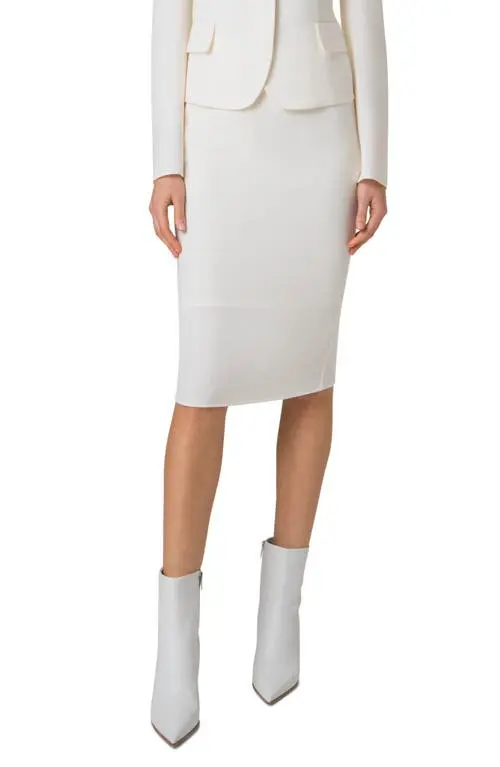 Akris Double Face Virgin Wool Crepe Pencil Skirt