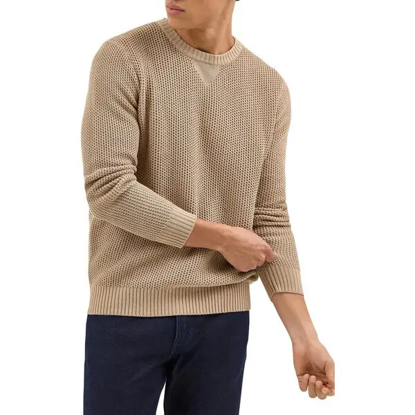 Wrangler Honeycomb-stitch Cotton Crewneck Sweater - Timberwolf