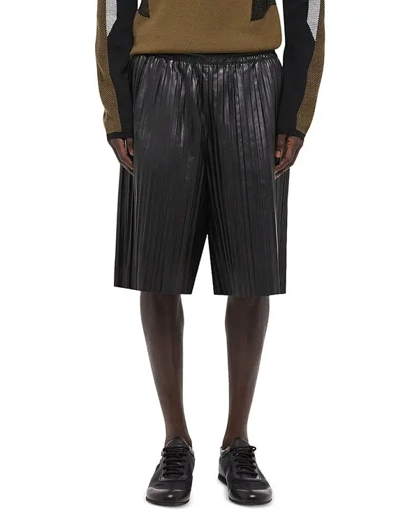 Helmut Lang Pleated Leather Shorts