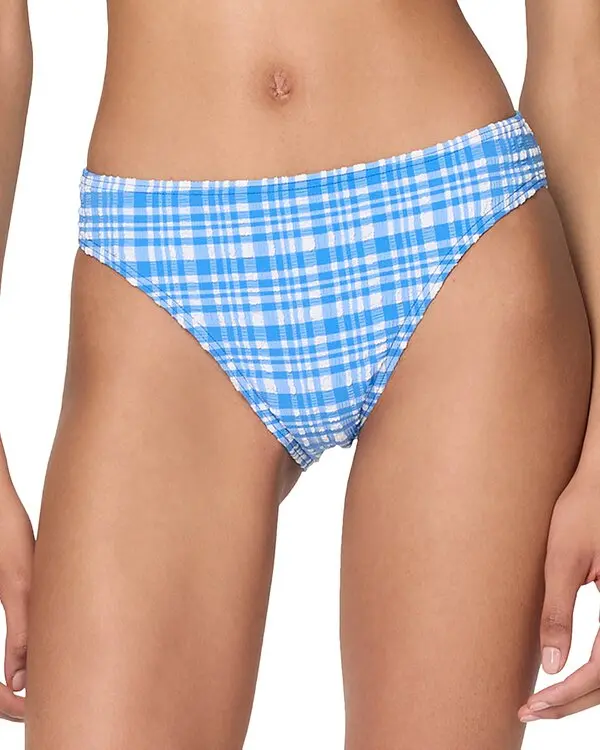 Kate Spade New York Check High-cut Bikini Bottom - Spring Sky