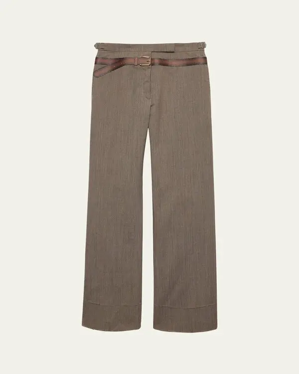 Prada Inset Belt Wool Pants