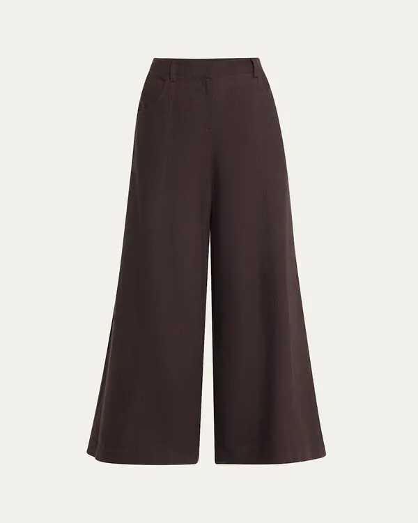 TWP Dees Wide-leg Linen Trousers - Dark Chocolate