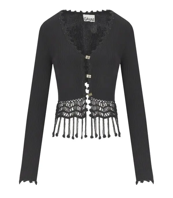 GANNI Crochet Cropped Cardigan