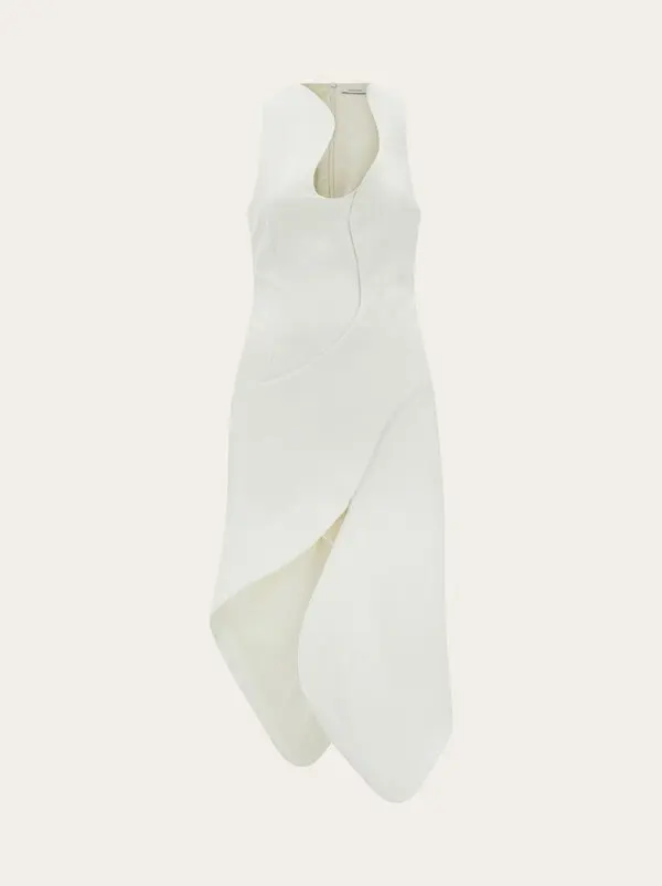 FERRAGAMO Sculptural Stretch Viscose Dress - White