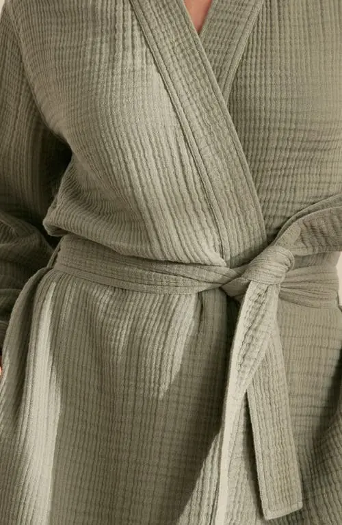 BOLL & BRANCH Dream Rib Organic Cotton Robe - Sageleaf