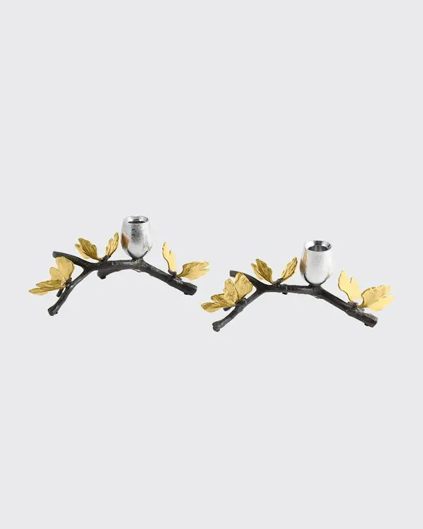 Michael Aram Butterfly Ginkgo Candleholders Low S/2 - Assorted