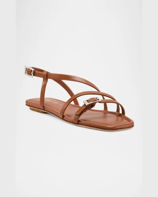 STUART WEITZMAN Georgie Strappy Leather Flat Sandals