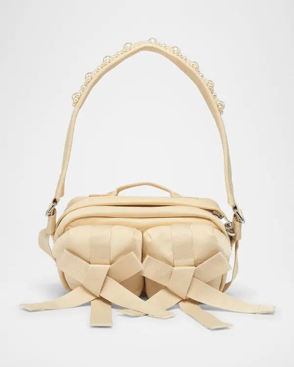 Simone Rocha Utility Bow Pearly Pochette - Stone Pearl