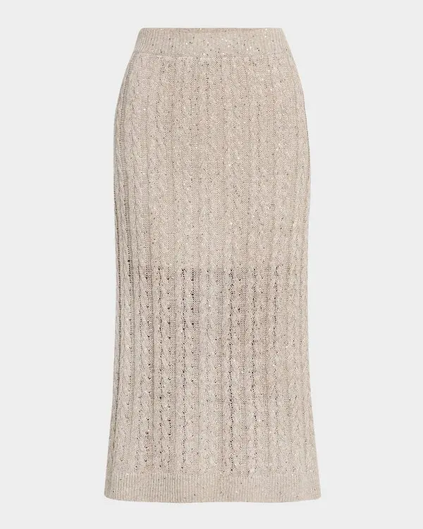 Brunello Cucinelli Cable Knit Sequin Embellished Skirt