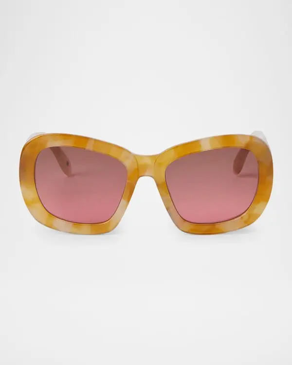 Palm Angels Moon Round Sunglasses - White Havana Gradient Brown