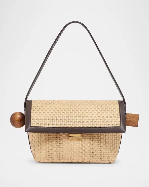Jacquemus Le Rond Geometric Raffia Shoulder Bag - Le Rond Carre Raffia