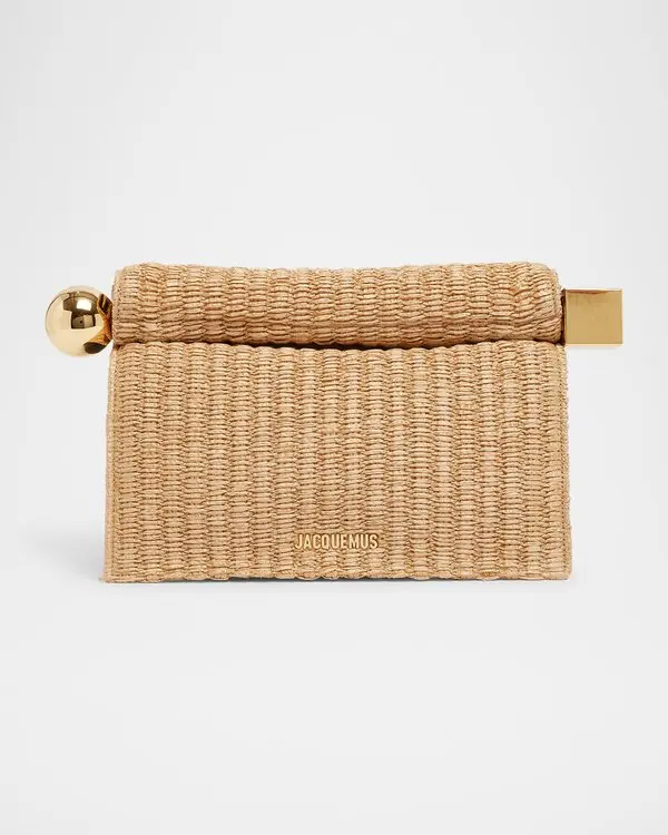 Jacquemus La Pochette Rond Raffia Clutch - Natural