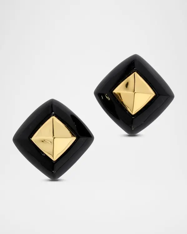 Alexis Bittar Luminous Lucite Armor Stud Earrings - Onyx