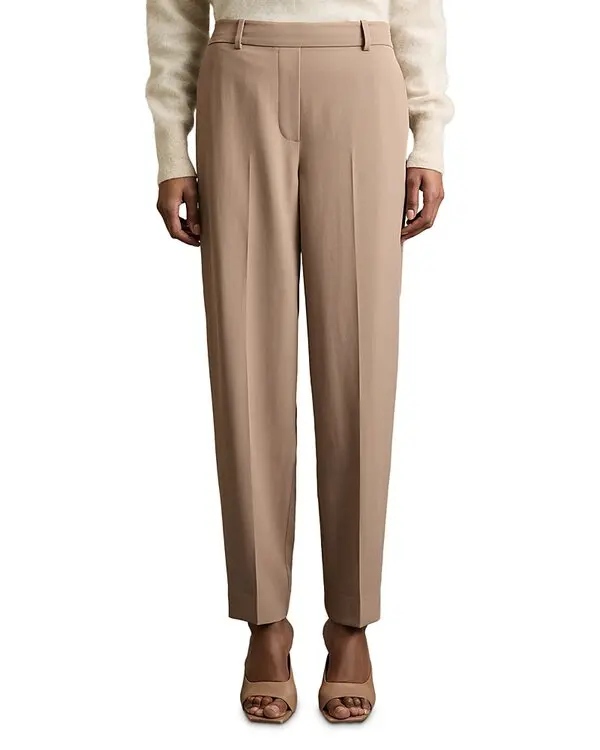 REISS Petite Eve Tapered Trousers - Mink Neutral