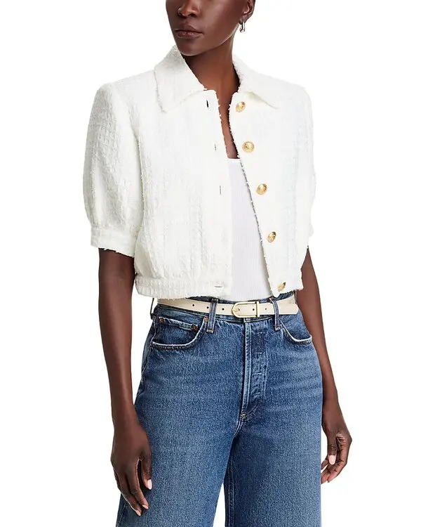 L'Agence Cove Short Sleeve Crop Jacket - White