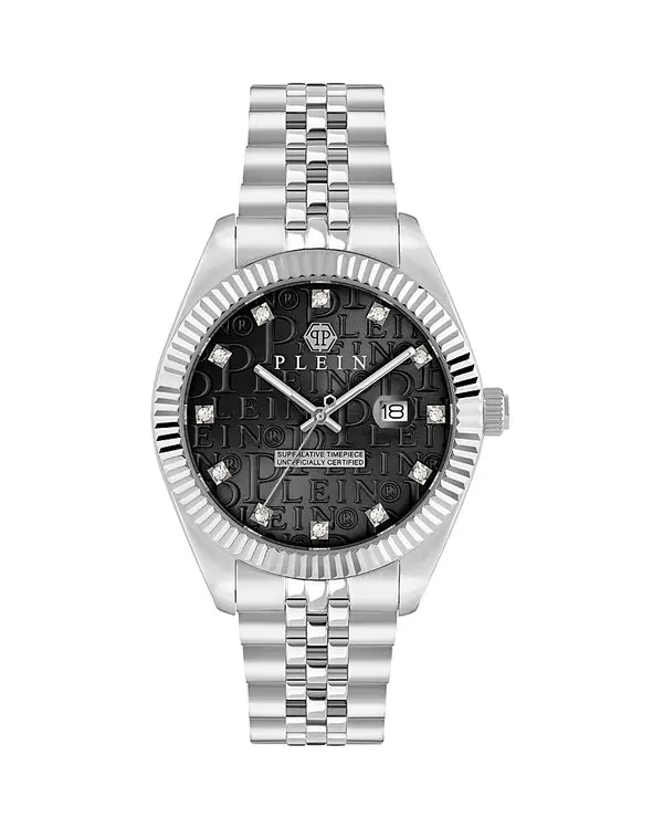 Philipp Plein Date Superlative Watch, 41mm - Black/silver