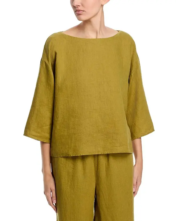 Eileen Fisher Linen Boat Neck Top - Corin
