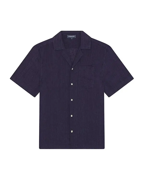 Frescobol Carioca Angelo Short Sleeve Chambray Camp Shirt - Midnight Blue