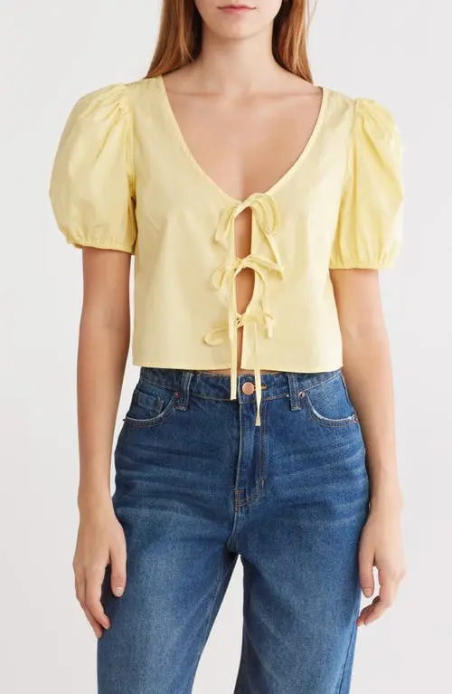 Abound Tie Front Cotton Poplin Crop Top - Yellow Mellow