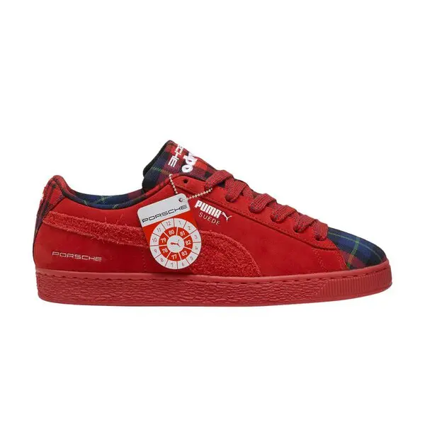 PUMA Porsche Legacy X Suede Classic Tartan Sneakers - Red