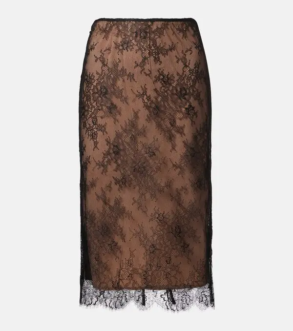 SELF-PORTRAIT Floral Lace Midi Skirt