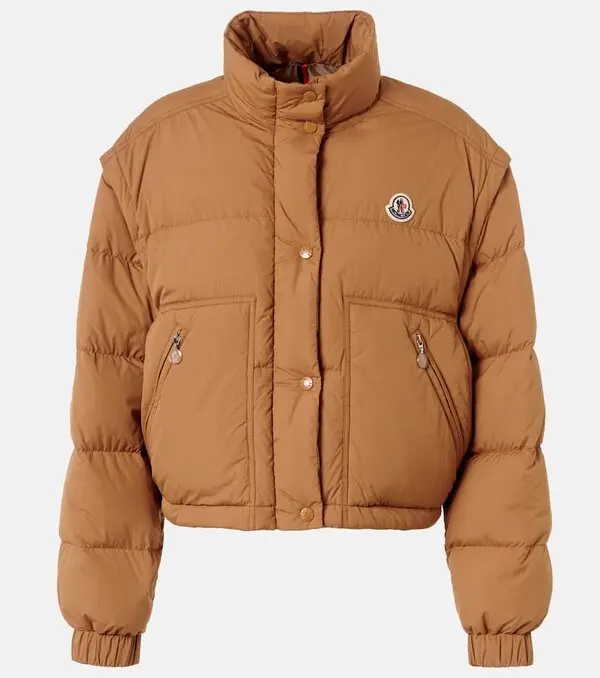 Moncler Selle Logo Down Jacket - Brown
