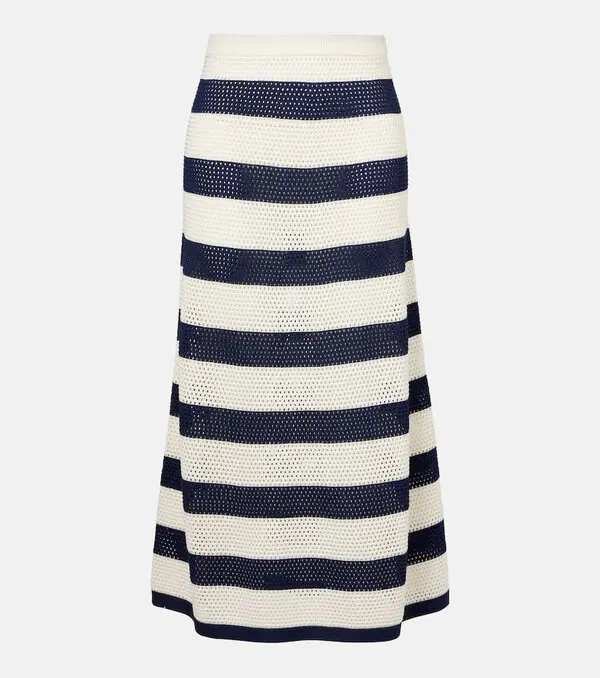 ERES Bateau Striped Knitted Midi Skirt