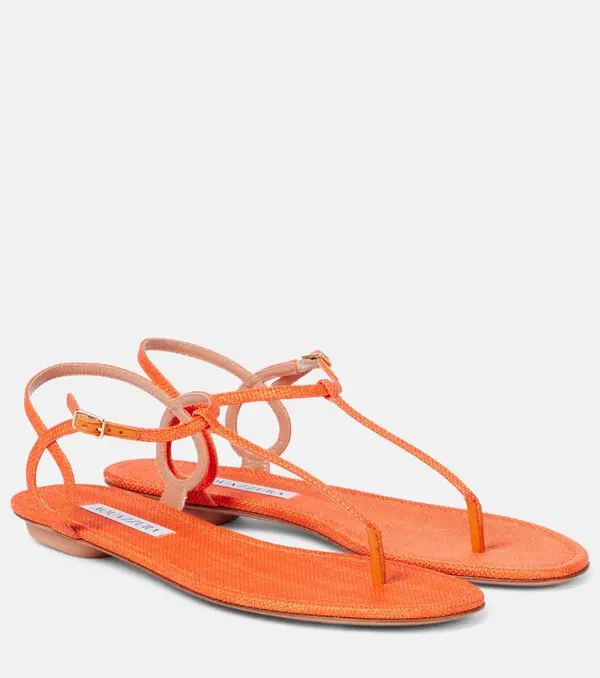 AQUAZZURA Almost Bare Raffia-effect Sandals - Orange