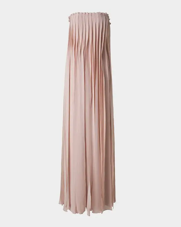 Akris Strapless Silk Georgette Ribbon Gown
