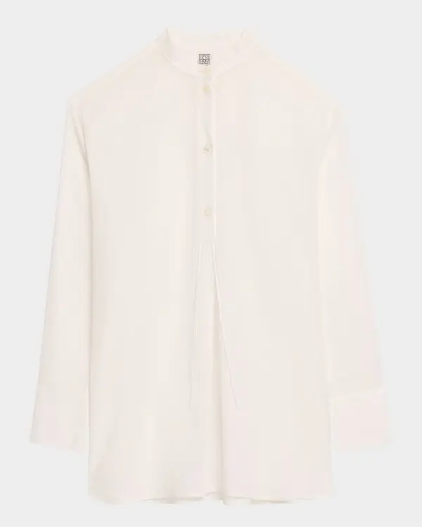 TOTÊME Stand-collar Tasseled Voile Shirt - White