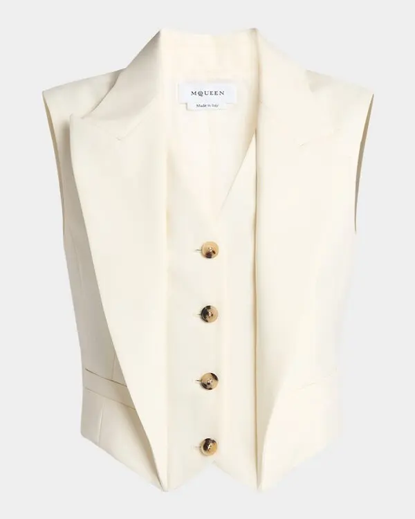 Alexander McQueen Upturned Lapel Cropped Vest - Bone