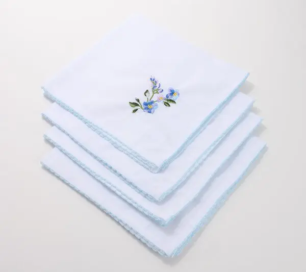 CHARLES GALLEN Set Of 4 Embroidered Napkins