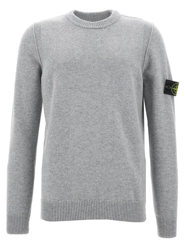 Stone Island Logo Badge Sweater - Gray
