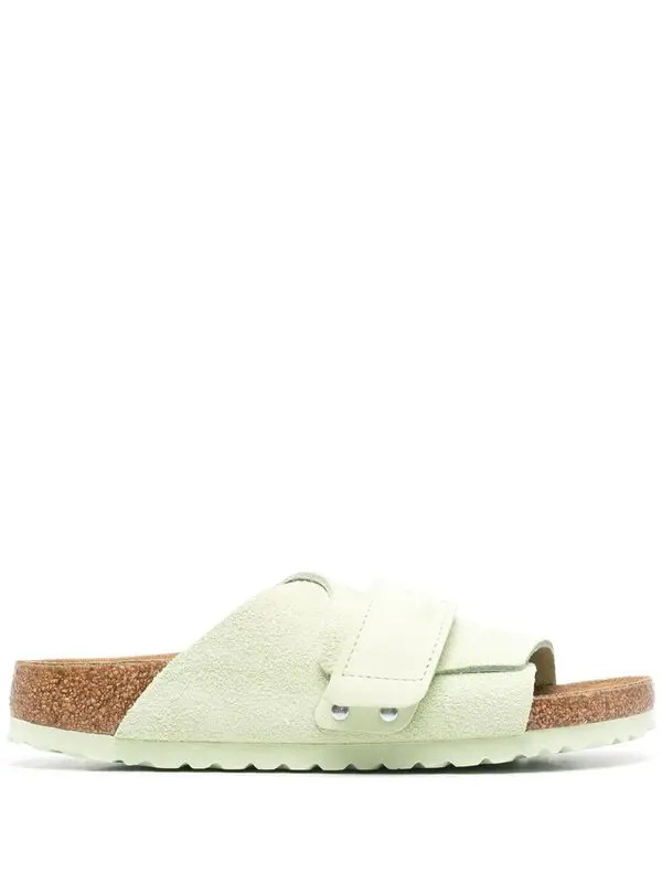 BIRKENSTOCK Kyoto Suede Leather/nubuck Slides - Faded Lime