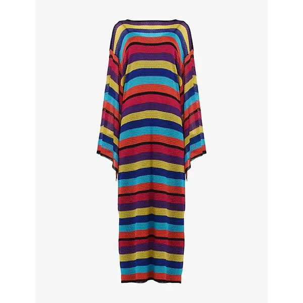 LEEM Stripe-print Knitted Maxi Kaftan