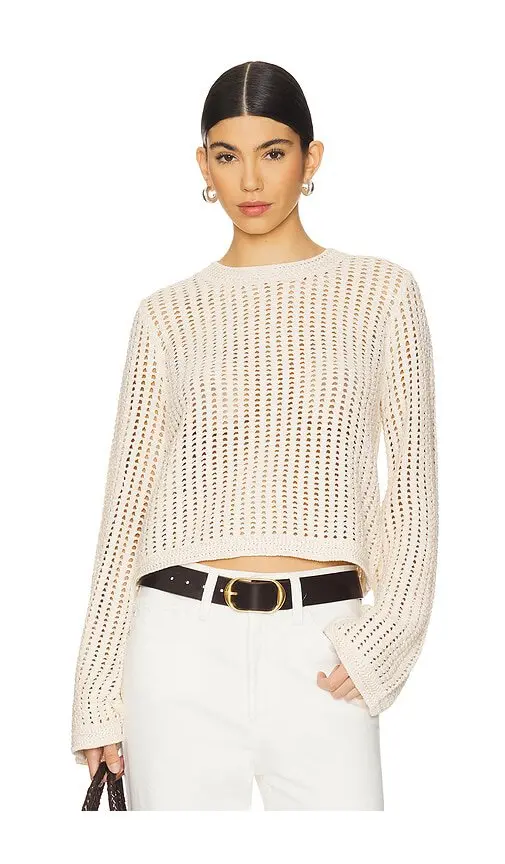 FRAME Crochet Bell Sleeve Sweater