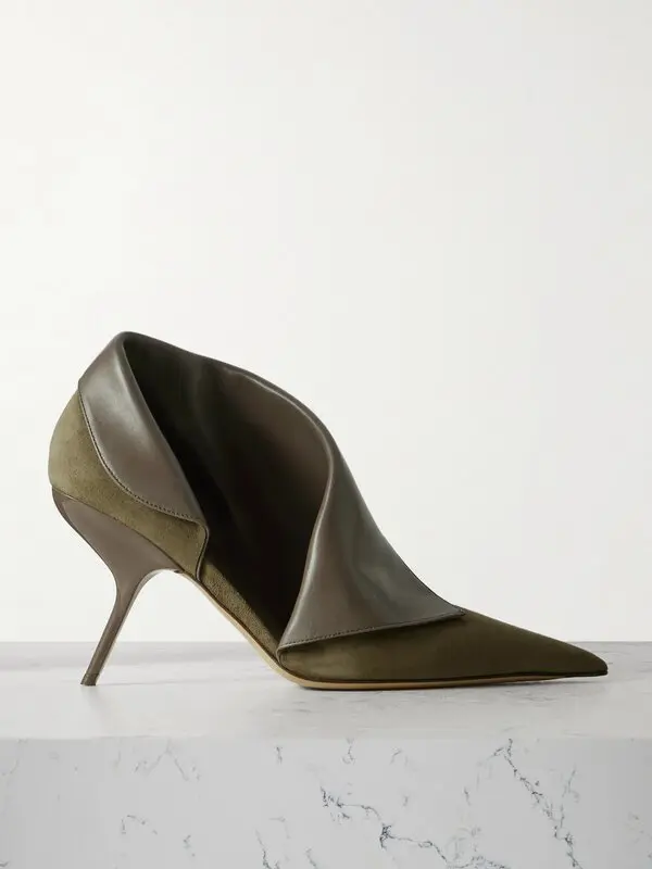 FERRAGAMO Eva Leather-trimmed Ankle Boots