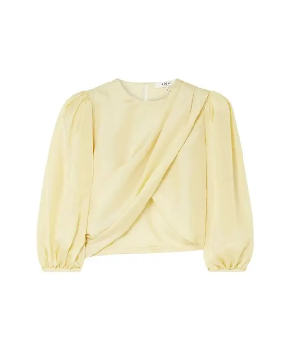 Chloé Draped Wrap-effect Cropped Blouse - Yellow