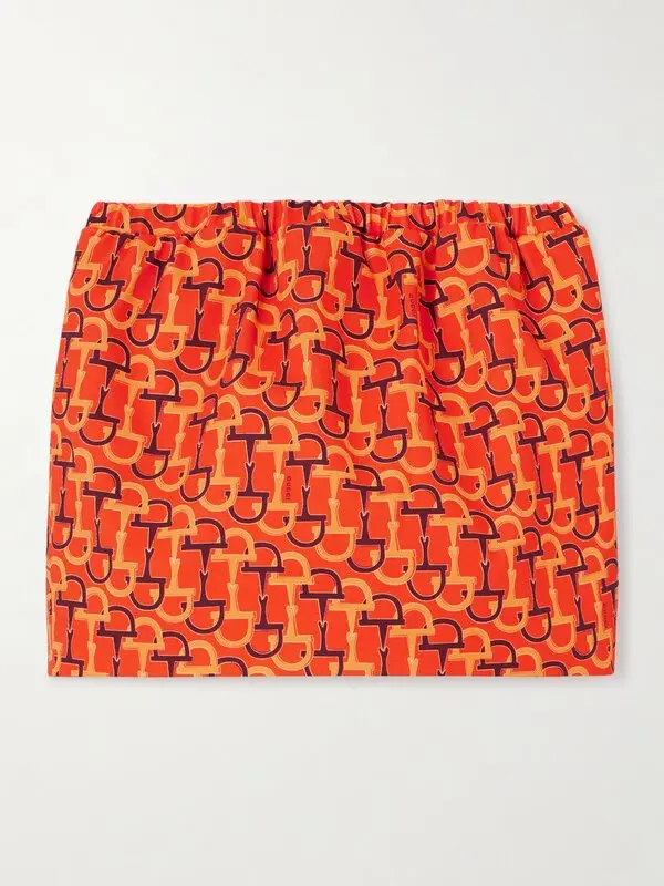 Gucci Printed Cotton-twill Mini Skirt - Orange