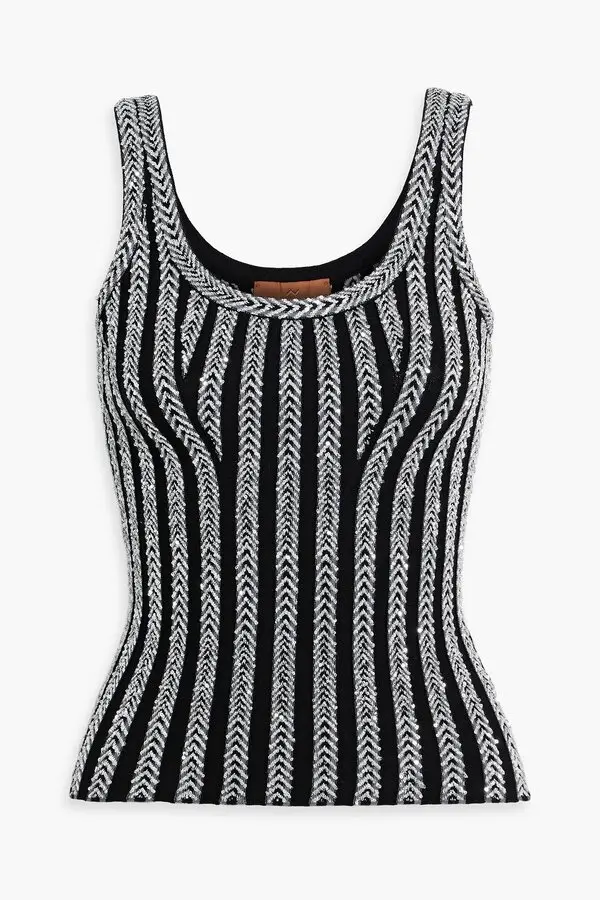 Missoni Sequin-embellished Ribbed-knit Tank - Silver