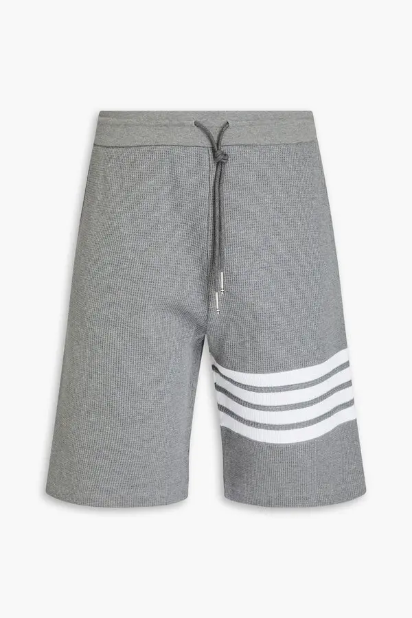 Thom Browne Striped Cotton Waffle-knit Shorts - Gray