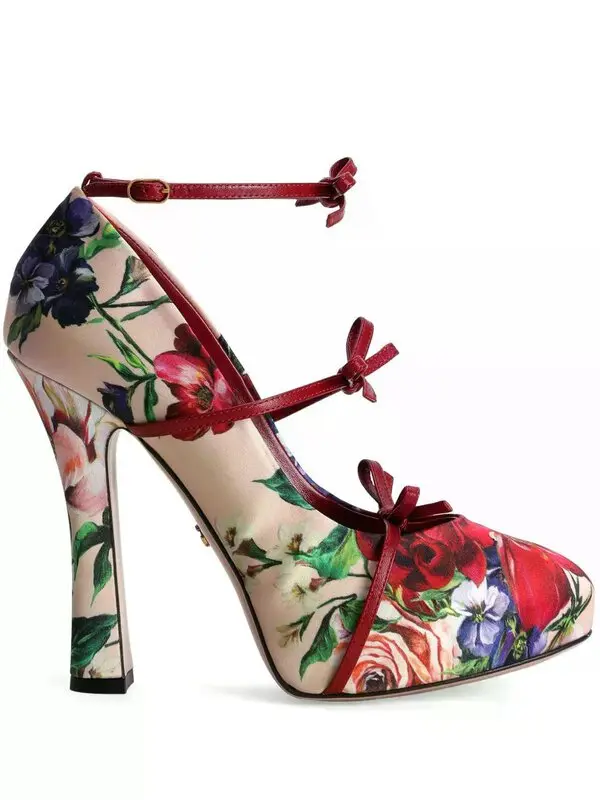 Dolce & Gabbana Floral-print Pumps - Neutrals