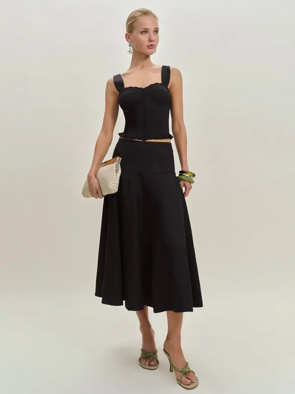 REFORMATION Anatolia Linen Two Piece - Black