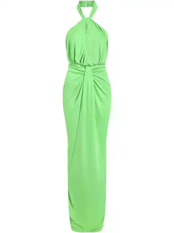 mini halter satin dress Aqua Paisley Satin Tiered Halter Neck Mini Dress main image 1