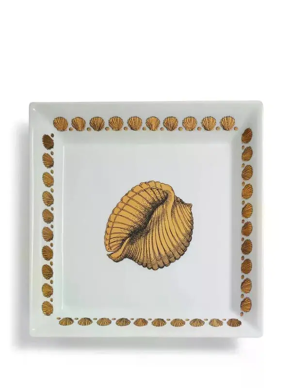 FORNASETTI Giro Di Conchiglie Square Plate - White