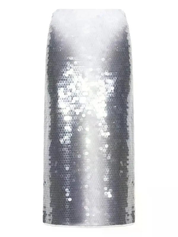 Sportmax Sequinned Pencil Skirt - Silver