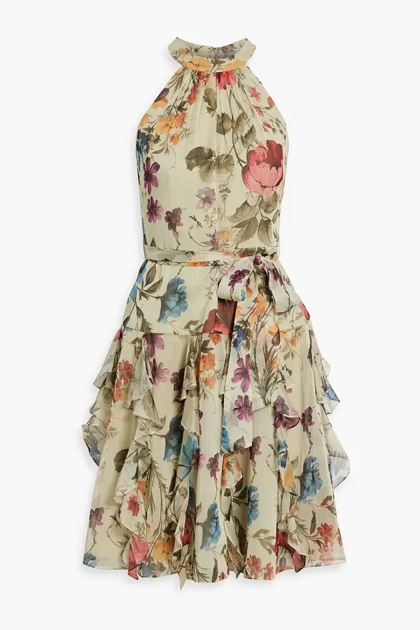 MIKAEL AGHAL Ruffled Floral-print Chiffon Dress