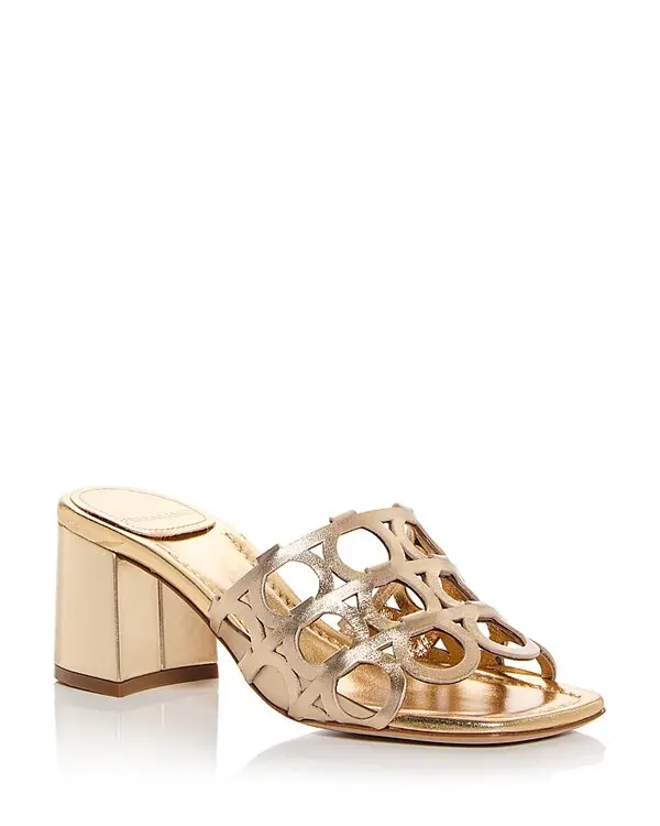 FERRAGAMO Erne Gancini Slide Sandals - Gold