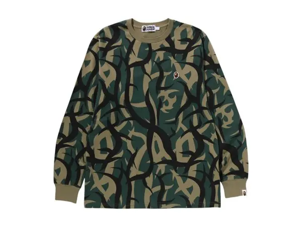 BAPE Trial Camo One Point Long Sleeve Tee Shirt - Green