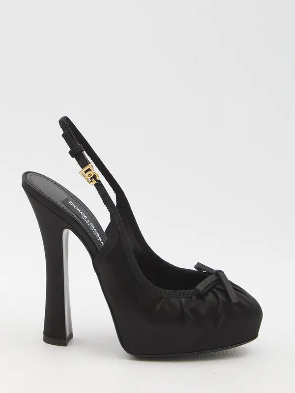 Dolce & Gabbana Satin Slingback Platform Shoes